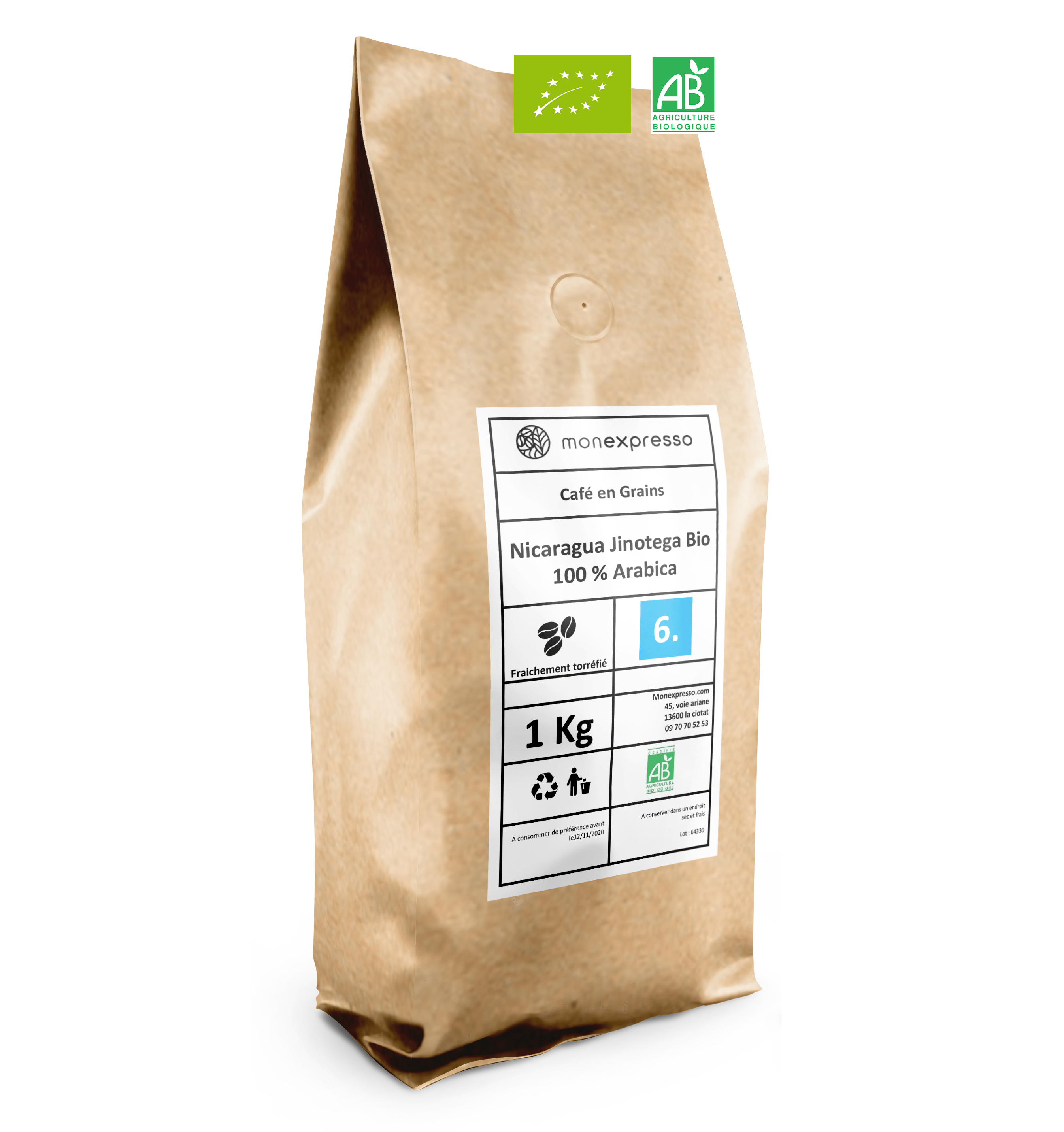Organic coffee beans Nicaragua Jinotega - Thés Direct : Wholesaler ...